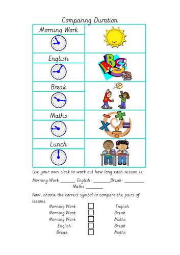 Year 3 Time Comparing Duration Teaching Resources