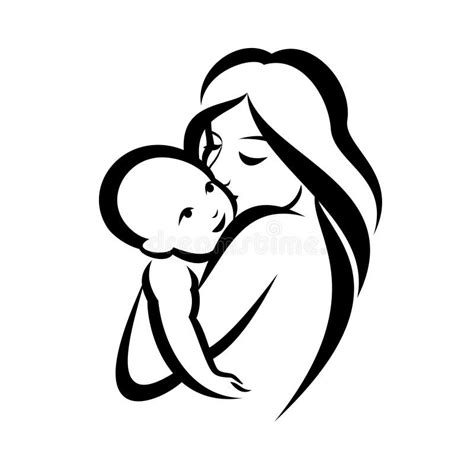 Madre Y Su Silueta Del Bebé Ilustración Del Vector Ilustración De