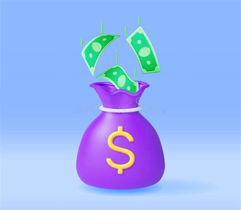 3d Money Cloth Bag With Rope And Dollar Stock Vector Illustration Of
