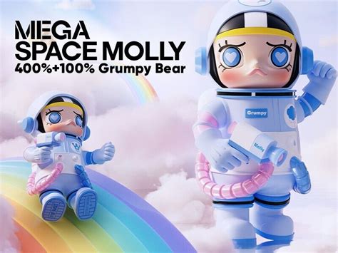 Pop Mart Mega Collection 400 100 Space Molly Grumpy Bear Figure For