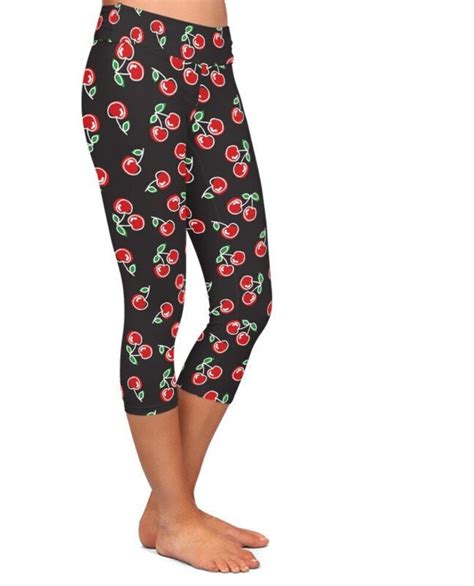 Cherry Capri Length Buttery Soft Super Stretchy Printed Etsy