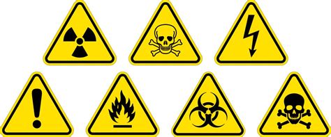 Warning Signs Yellow Triangle Alerts Symbols Vector Image