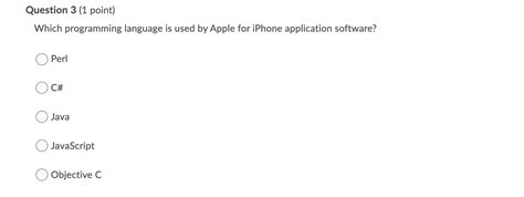 Solved Question 3 1 Point Which Programming Language Is