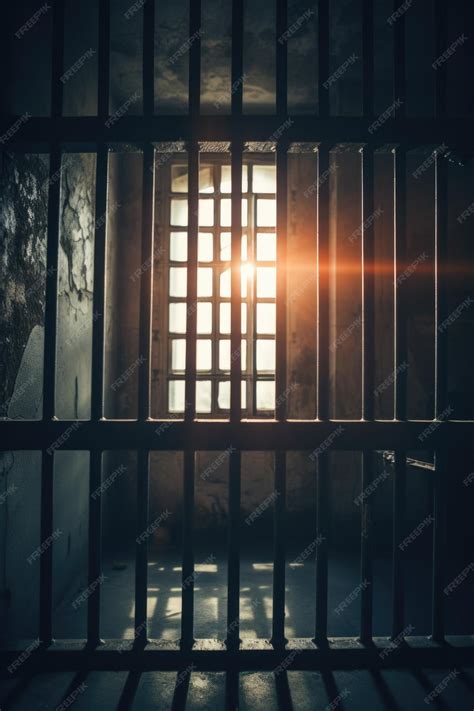 A Jail Cell With Sunlight Streaming Through The Window Suitable For