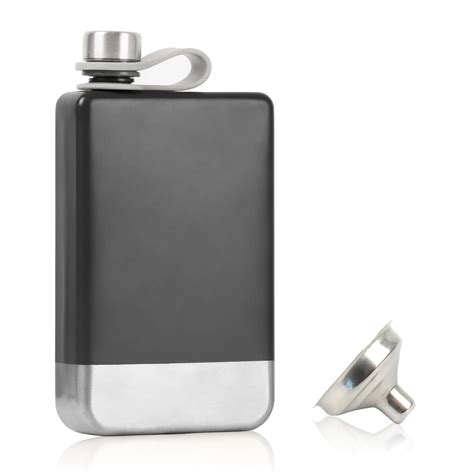 Toptie Black Flask For Men 8 Oz Hiking Camping Drinking Flask For Liquor Whiskey Hip Flask