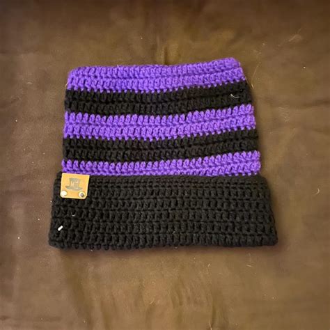 Foldable Brim Striped Droopy Eared Slouch Beanie Crochet Pattern