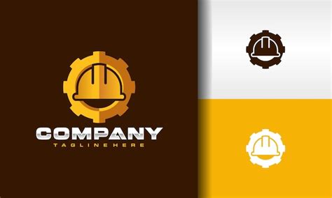 Premium Vector Gear Construction Helmet Logo