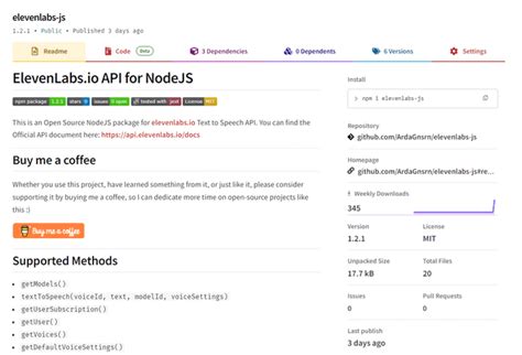 I Developed An Open Source Nodejs Library For The Elevenlabs Api R