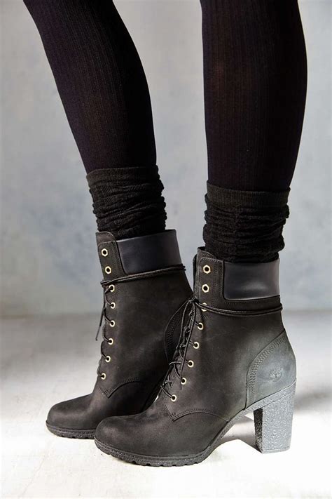 Timberland Glancy Black Heeled Boot Timberland Heel Boots Outfit Heels Boots Outfit Timberland