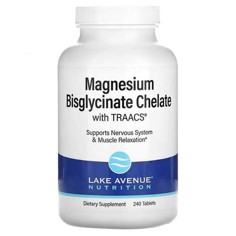 Магний бисглицинат хелат Lake Avenue Nutrition Magnesium Bisglycinate
