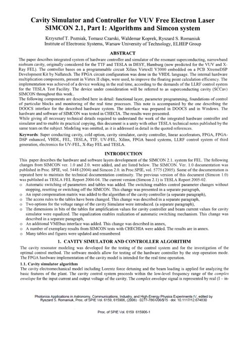 Pdf Cavity Simulator And Controller For Vuv Free Electron Laser