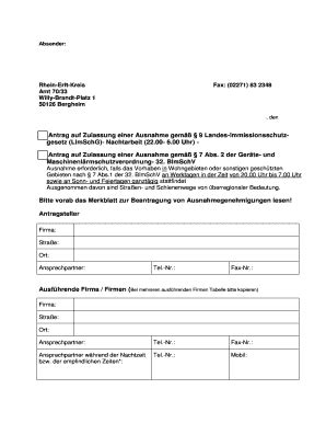 Fillable Online Antrag Auf Zulassung Einer Ausnahme Gem 9 Rhein