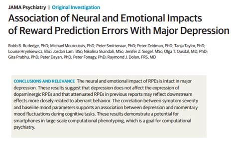 Depression And Reward — Rutledge Lab