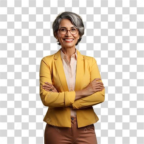 Mulher de Amarelo os Braços Cruzados PNG Transparente download