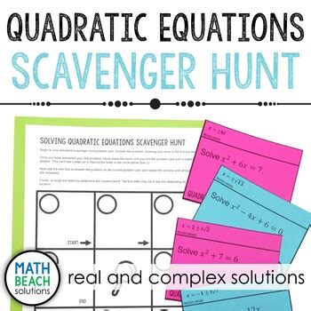 Solving Quadratic Equations With Complex Solutions Scavenger Hunt Activity