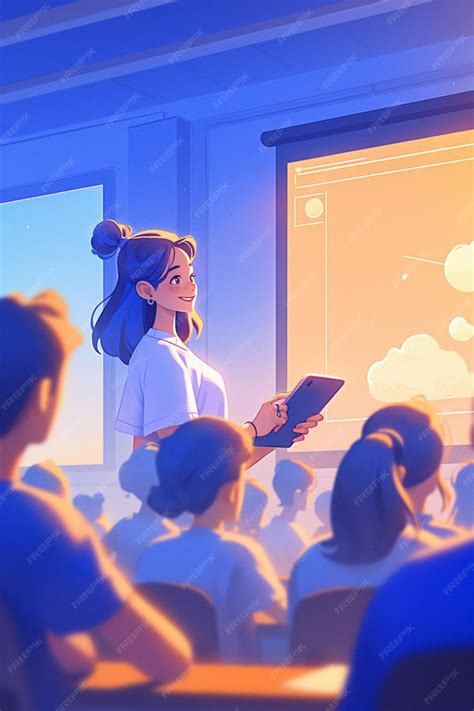 Premium Vector Teachers Setting Up Classroom Technology