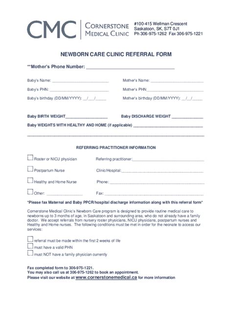 Fillable Online Newborn Care Clinic Referral Form Fax Email Print