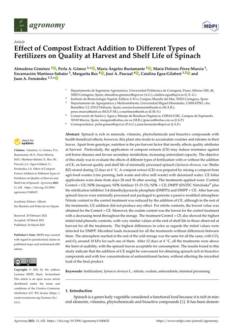 Pdf Effect Of Compost Extract Addition To Different Types Of