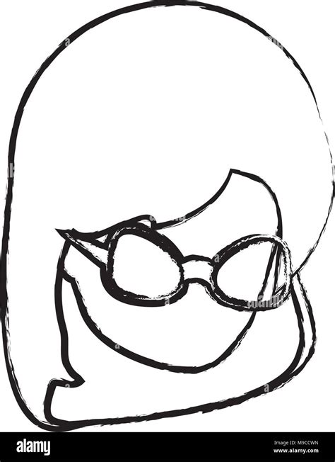 Sketch Of Avatar Woman Wearing Glasses Over White Background Vector