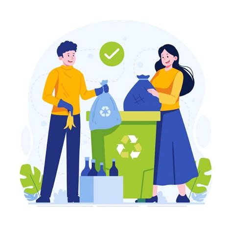 People Collecting Recyclable Trash Illustration
