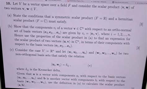 Solved Let V Be A Vector Space Over A Field F And Chegg
