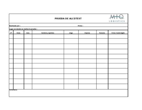 Formato Prueba De Alcotest Versión 002 Pdf