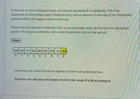 Solved In The Array Of Size 9 Displayed Below The Element Chegg Com
