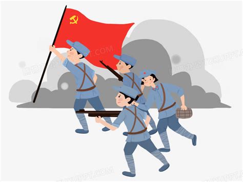 卡通手绘红军抗战免抠元素PNG图片素材下载 元素PNG 熊猫办公