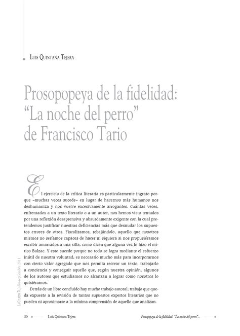 Prosopopeya Fransico Tario 50 Luis Quintana Tejera Prosopopeya De La
