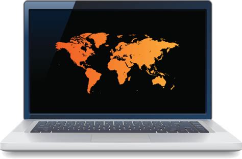 Ordinateur Portable Avec Carte Du Monde Dorange Vecteurs Libres De