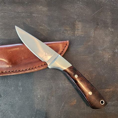 Texas Custom Burl Fixed Blade In Leather Sheath For Sale Tsa Knives