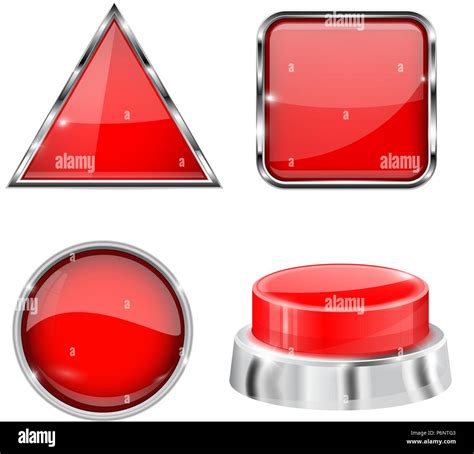 Red 3d Buttons And Icons With Metal Frame Stock Vector Image Art Alamy