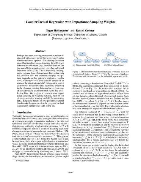 Pdf Counterfactual Regression With Importance Sampling Weights