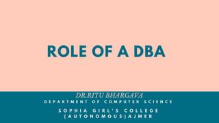 Role Of A Dba Pdf