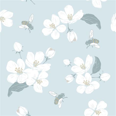 Premium Vector Blooming Tree Seamless Pattern With Flowers Spring Floral Texture