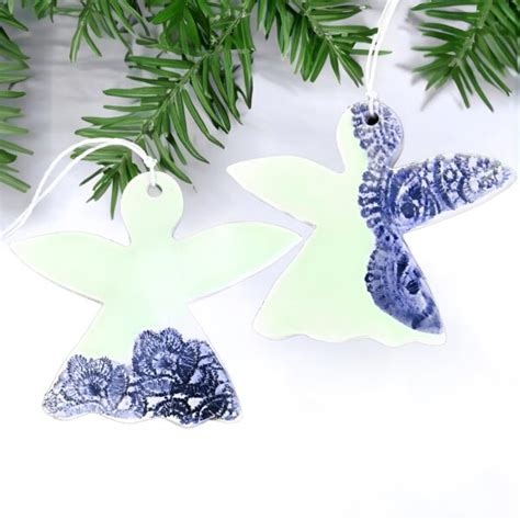 Decorațiuni Crăciun Handmade Set 2 îngerași Din Ceramică