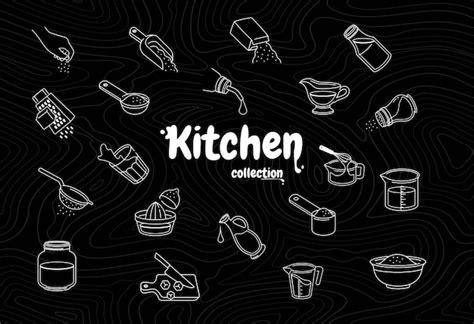 Premium Vector Kitchen Utensil Line Collection
