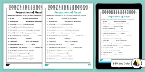 Sixth Grade Preposition Activity Sheet Twinkl