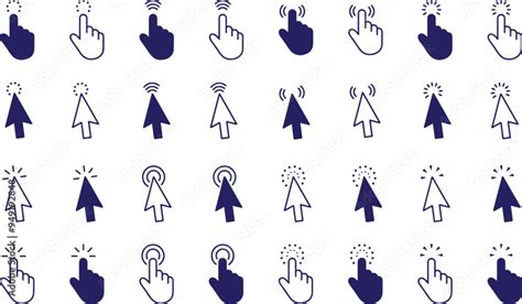 Cursor Icons Set In Hand Arrow Forms Mouse Click Cursor Set Arrow And Hand Pointer Stock