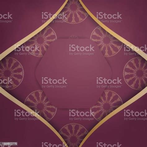 Template Kartu Ucapan Burgundy Dengan Ornamen Emas Vintage Disiapkan