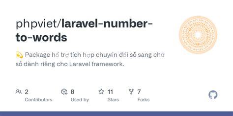 Github Phpvietlaravel Number To Words Dizzy Package Hổ Trợ Tích