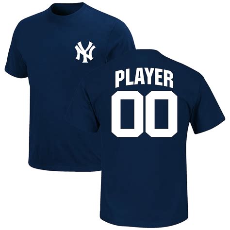 Mens New York Yankees Majestic Navy Custom Roster Name And Number T Shirt