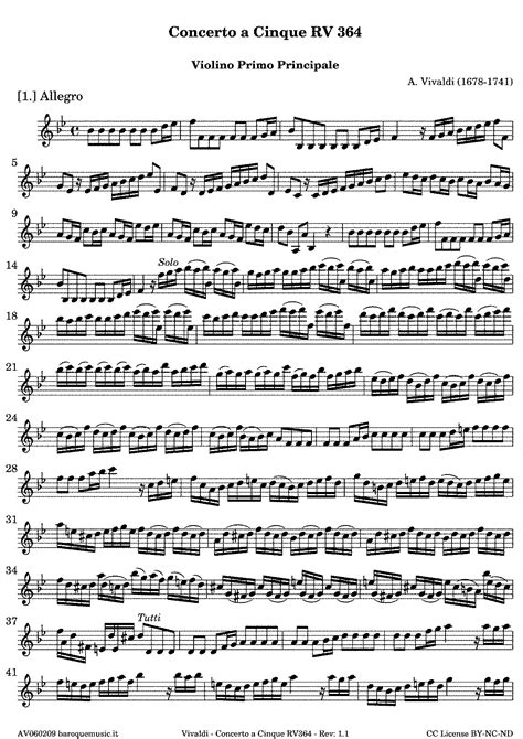 Violin Concerto In B Flat Major Rv 364 Vivaldi Antonio Imslp