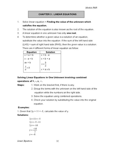 Chapter 3 Linear Equations Pdf Equations Applied Mathematics