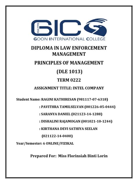 Principles Of Management Group Assignment Words Pdf Intel