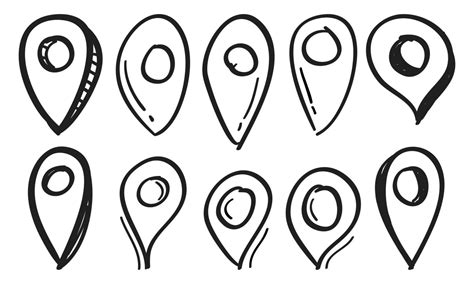 Set Of Hand Drawn Map Pins Sign Location Icon In Doodle Style 11851162
