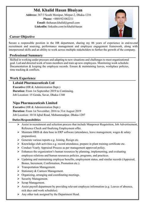 Resume Of Md Khalid Hasan Bhuiyan Pdf
