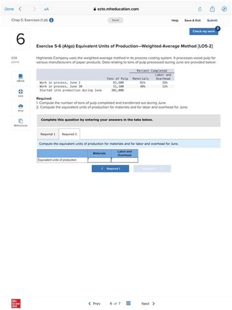 Solved Exercise Algo Equivalent Units Of Chegg