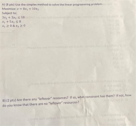 Solved A Pts Use The Simplex Method To Solve The Linear Chegg