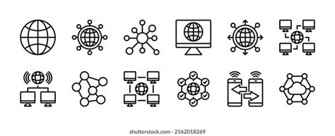 Network Technology Thin Line Icon Set Stock Vector Royalty Free